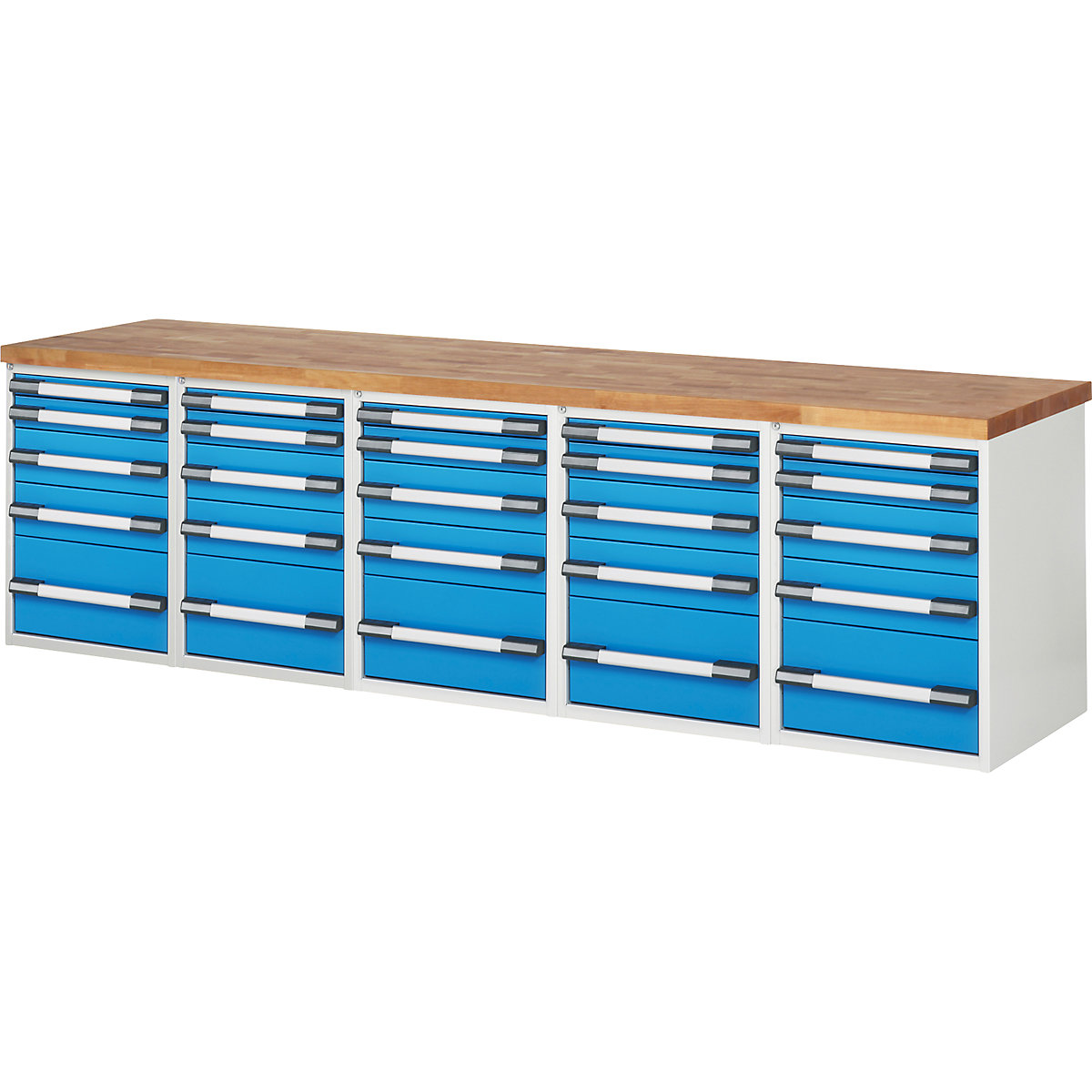 Workbench, Series 7000 modular system – eurokraft pro: 25 drawers ...