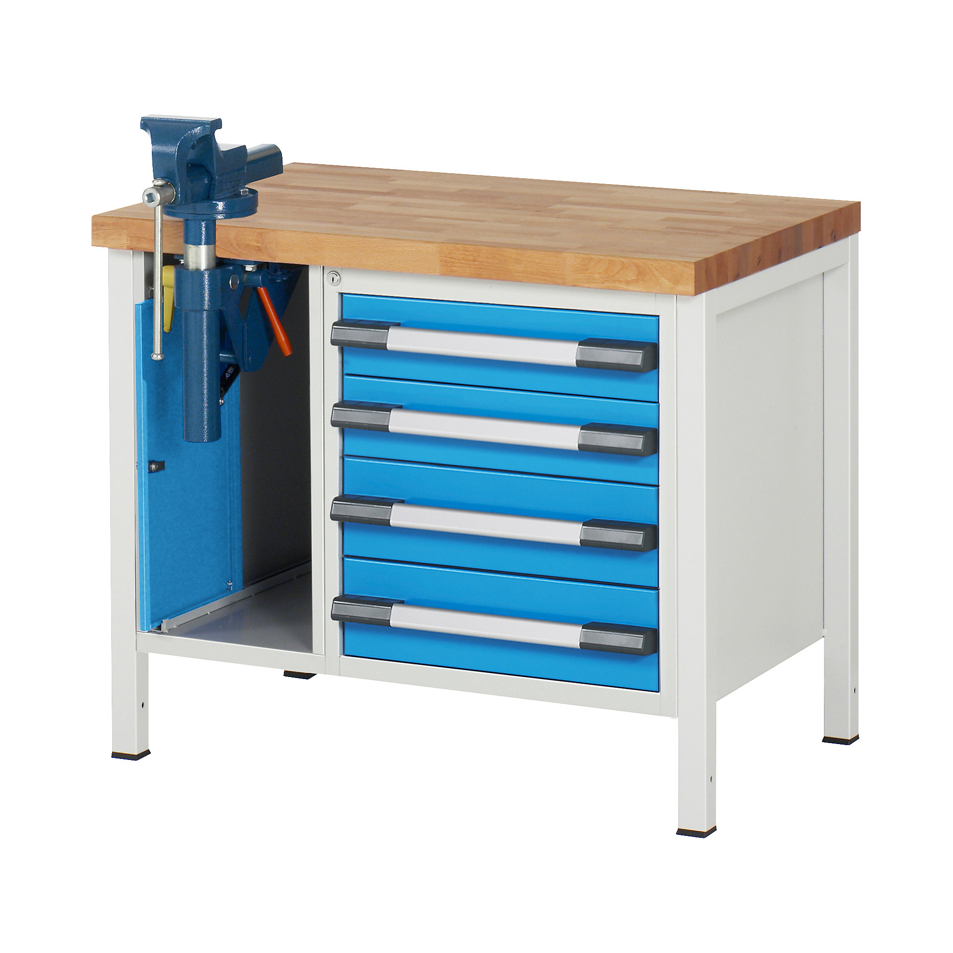 Workbench, Series 8000 frame construction – eurokraft pro: 4 drawers: 2 ...