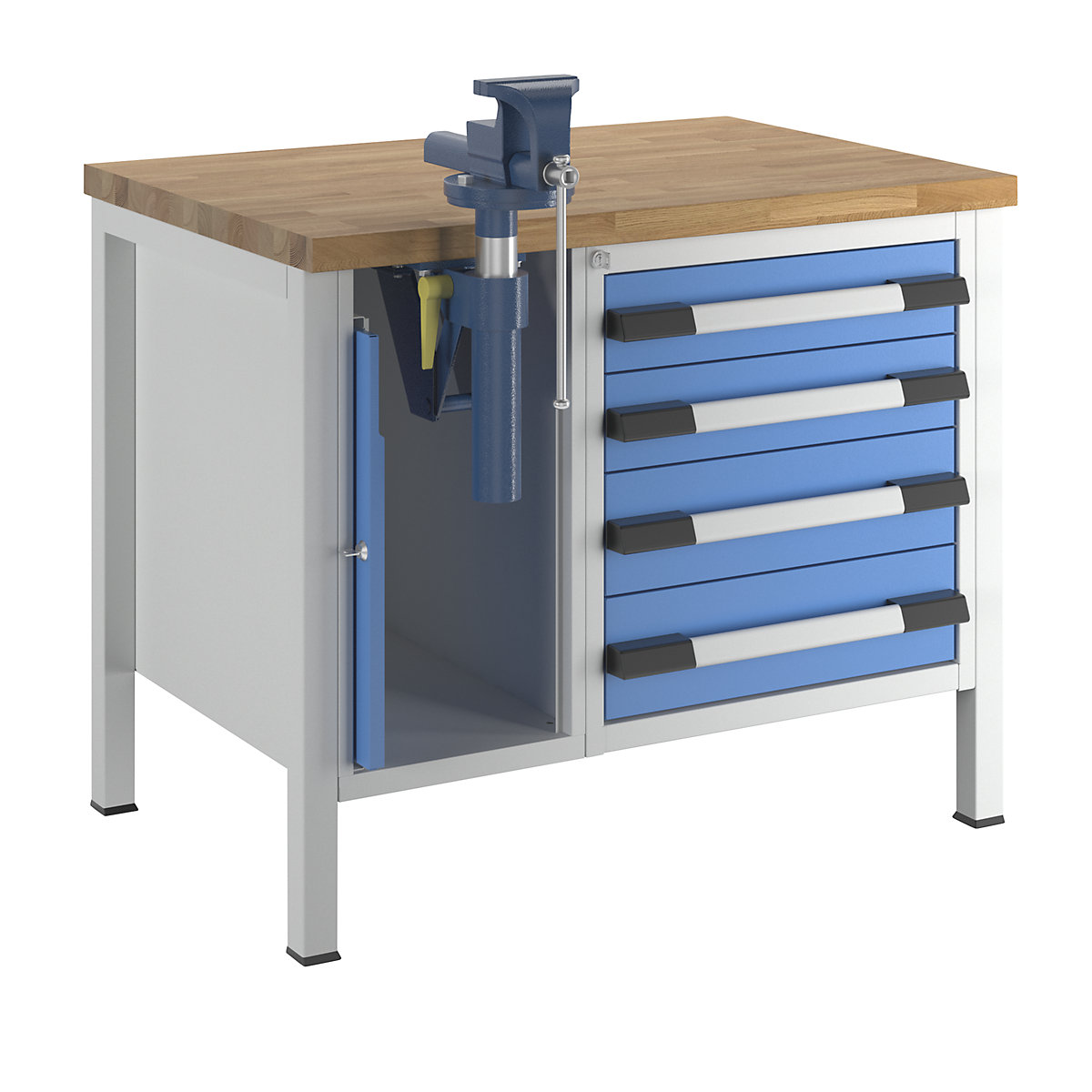 Workbench, Series 8000 frame construction – eurokraft pro: 4 drawers: 2 ...