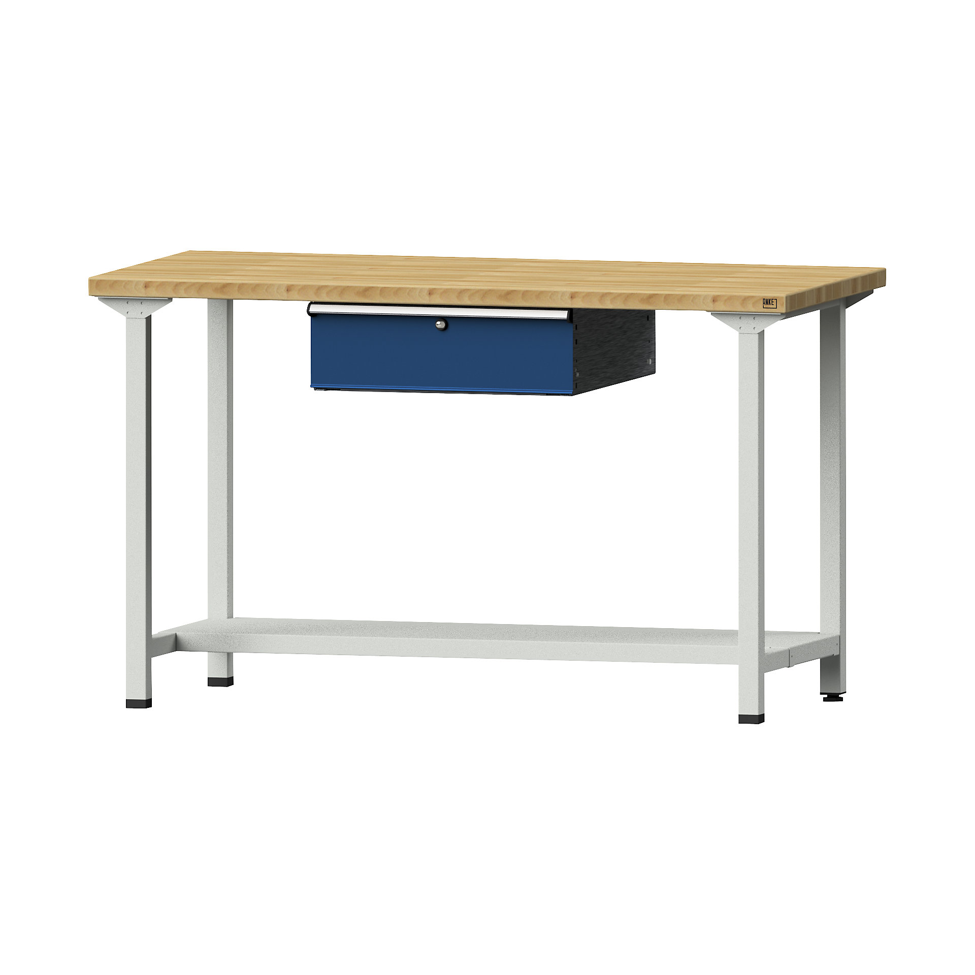 Workbench, Series V frame construction – ANKE: 1 drawer, 1 shelf, width ...