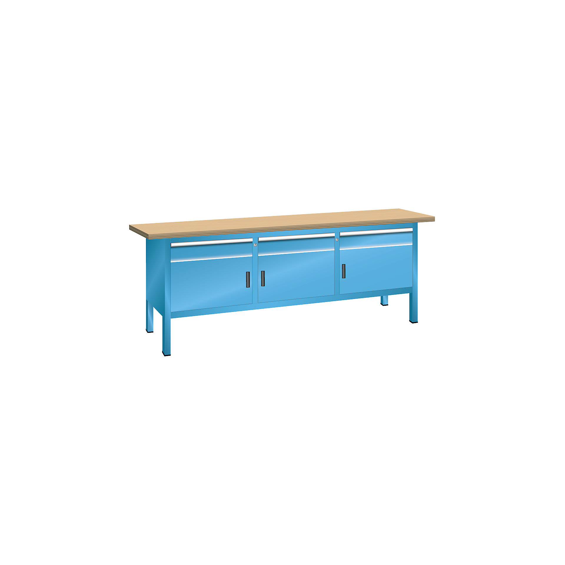 Workbench, frame construction – LISTA: width 2000 mm, 3 drawers, 3 ...