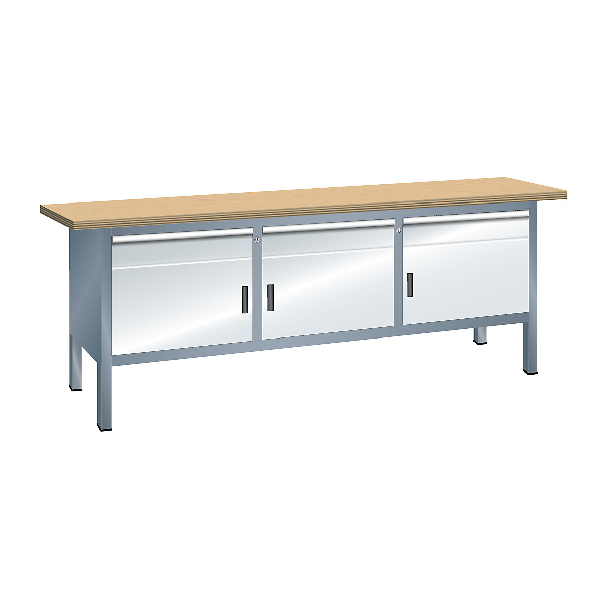 LISTA – Workbench with solid beech top, frame construction: width 2000 ...