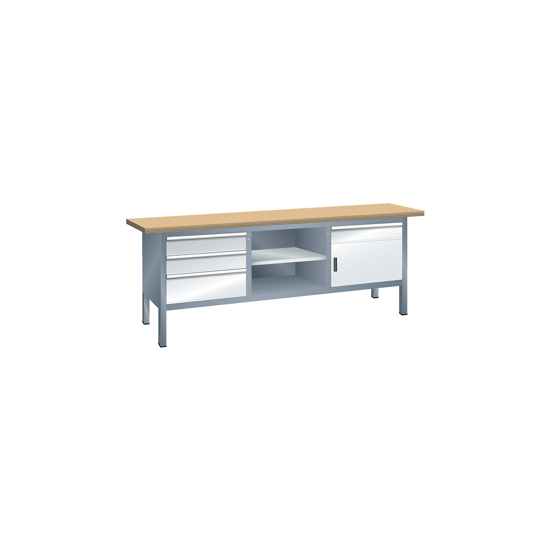 LISTA – Workbench with solid beech top, frame construction: width 2000 ...