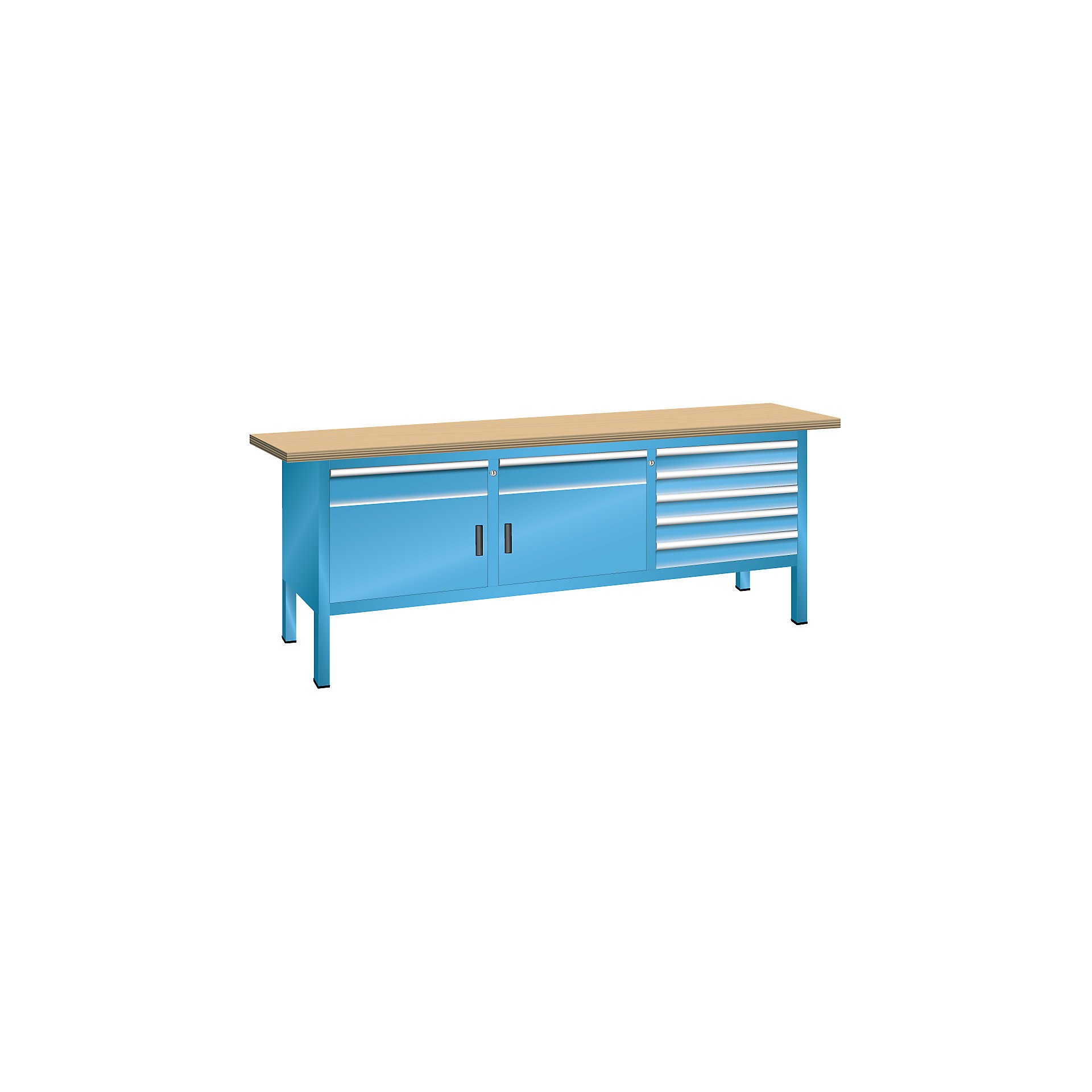 LISTA – Workbench with solid beech top, frame construction: width 2000 ...