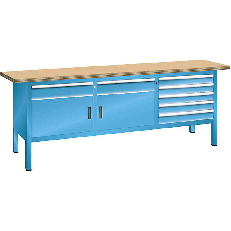 LISTA – Workbench with solid beech top, frame construction: width 2000 ...