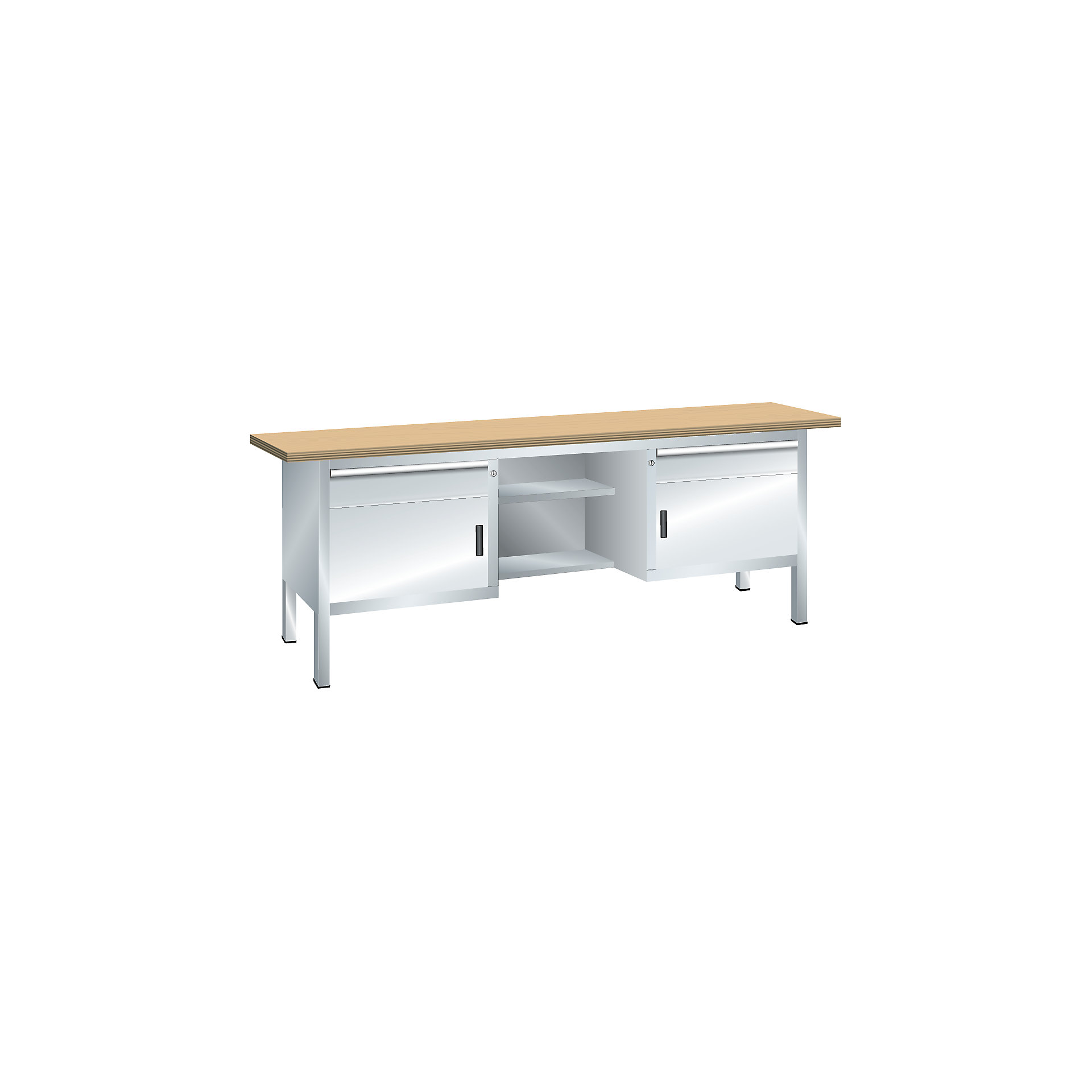 LISTA – Workbench, frame construction: 2 drawers, 2 doors, 4 shelves ...