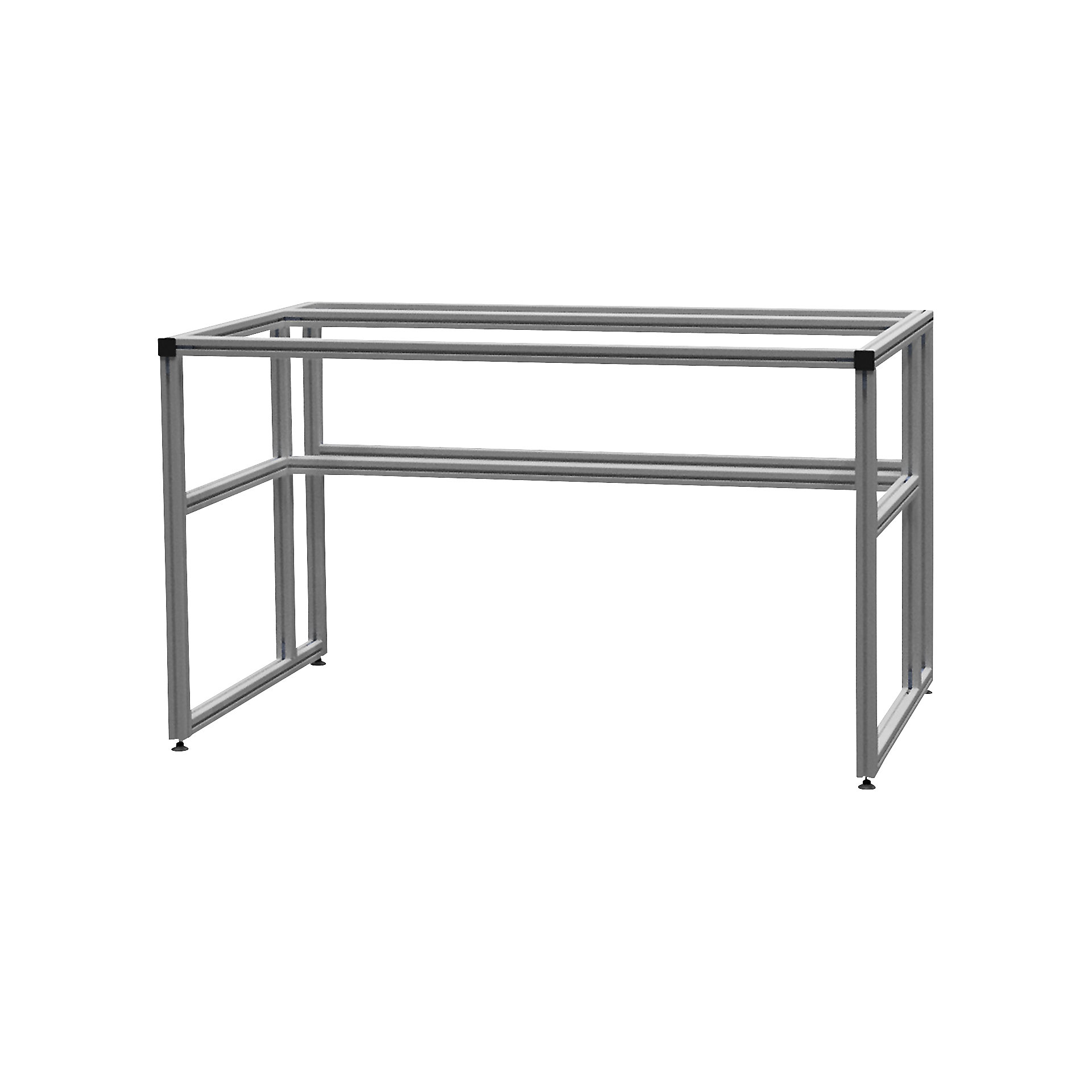 workalu® aluminium workbench, base frame – bedrunka hirth: aluminium, 4 ...
