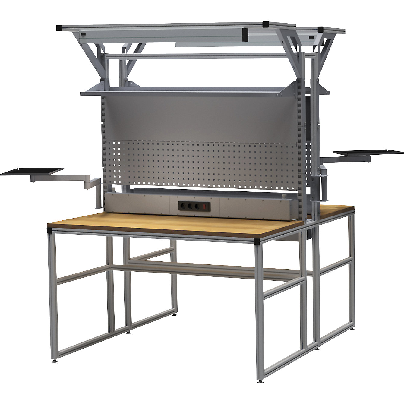 workalu® aluminium workbench with modular system, double sided ...
