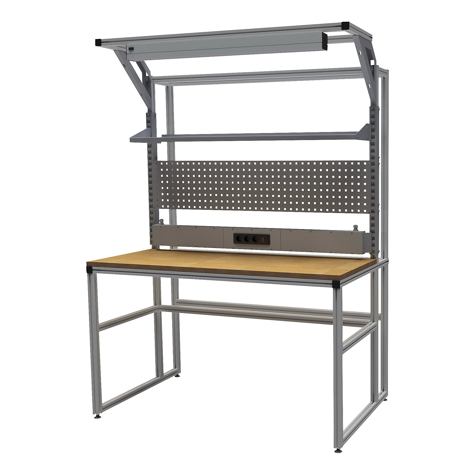 workalu® aluminium workbench with modular system, one sided – bedrunka ...