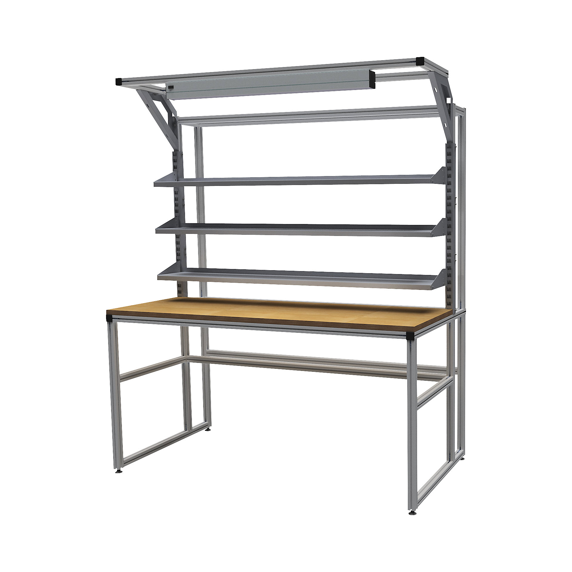 workalu® aluminium workbench with modular system, one sided – bedrunka ...