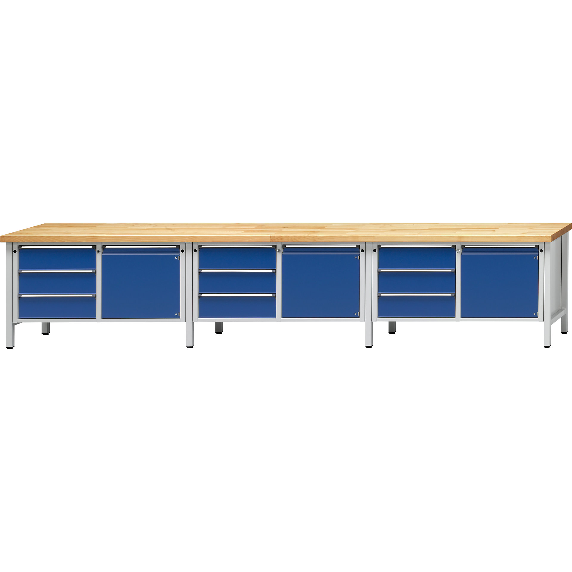 ANKE – Workbench extra wide, frame construction: 3 doors, 9 drawers are ...