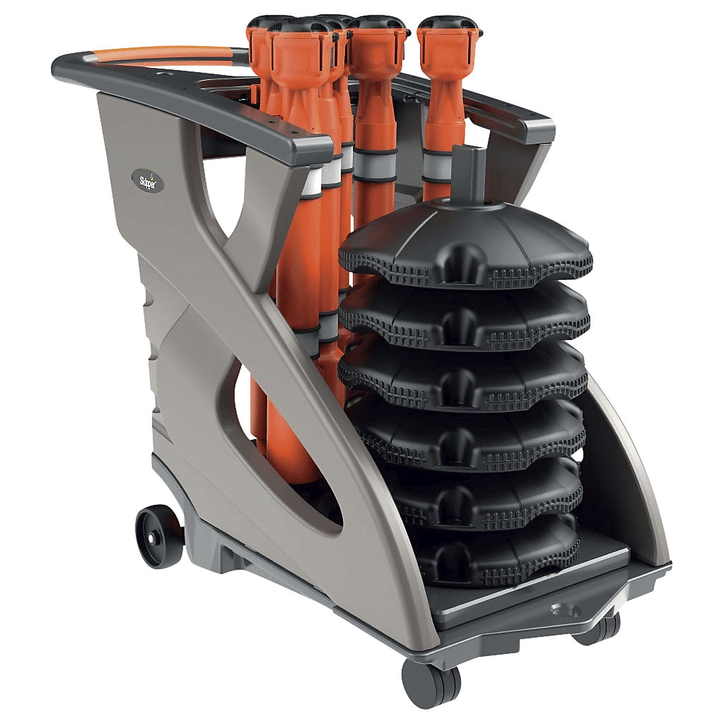 Unicart trolley – Skipper: with 6 posts, feet and tape barriers ...