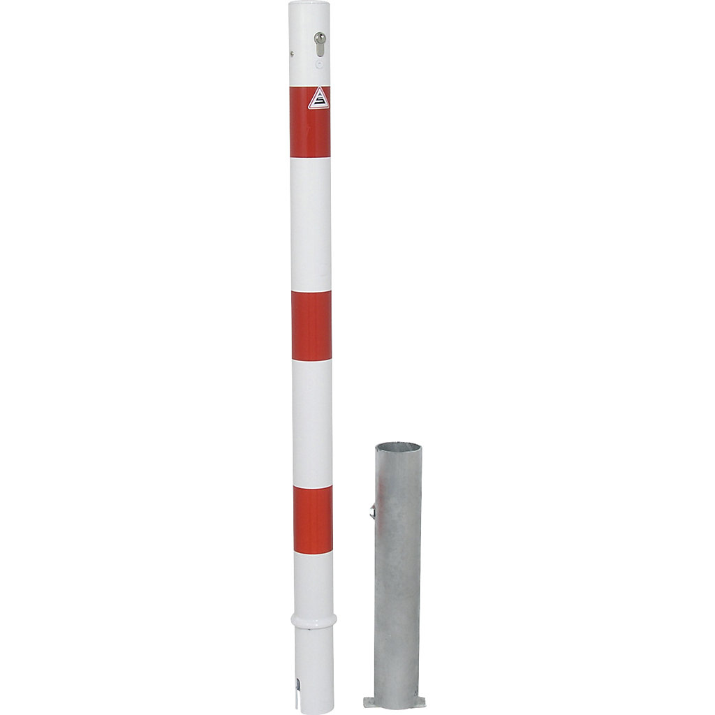Barrier post, Ø 60 mm, white / red – Schake: removable with profile ...