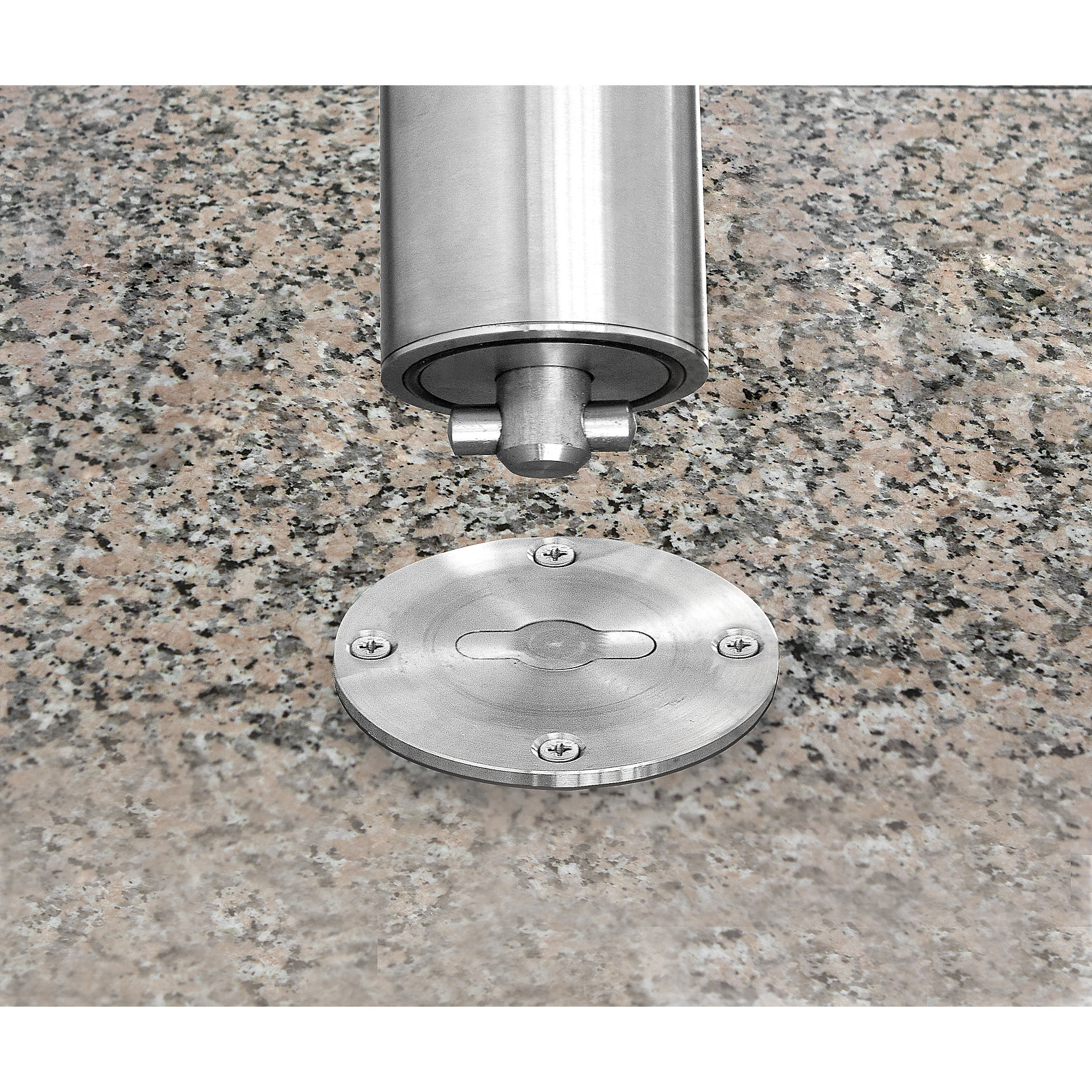Stainless steel barrier post: with end cap, ground sleeve for bolting ...