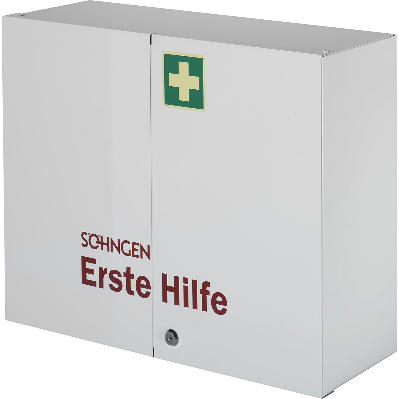 First aid cupboard, DIN 13169 – SÖHNGEN: double door, white, HxWxD 462 ...