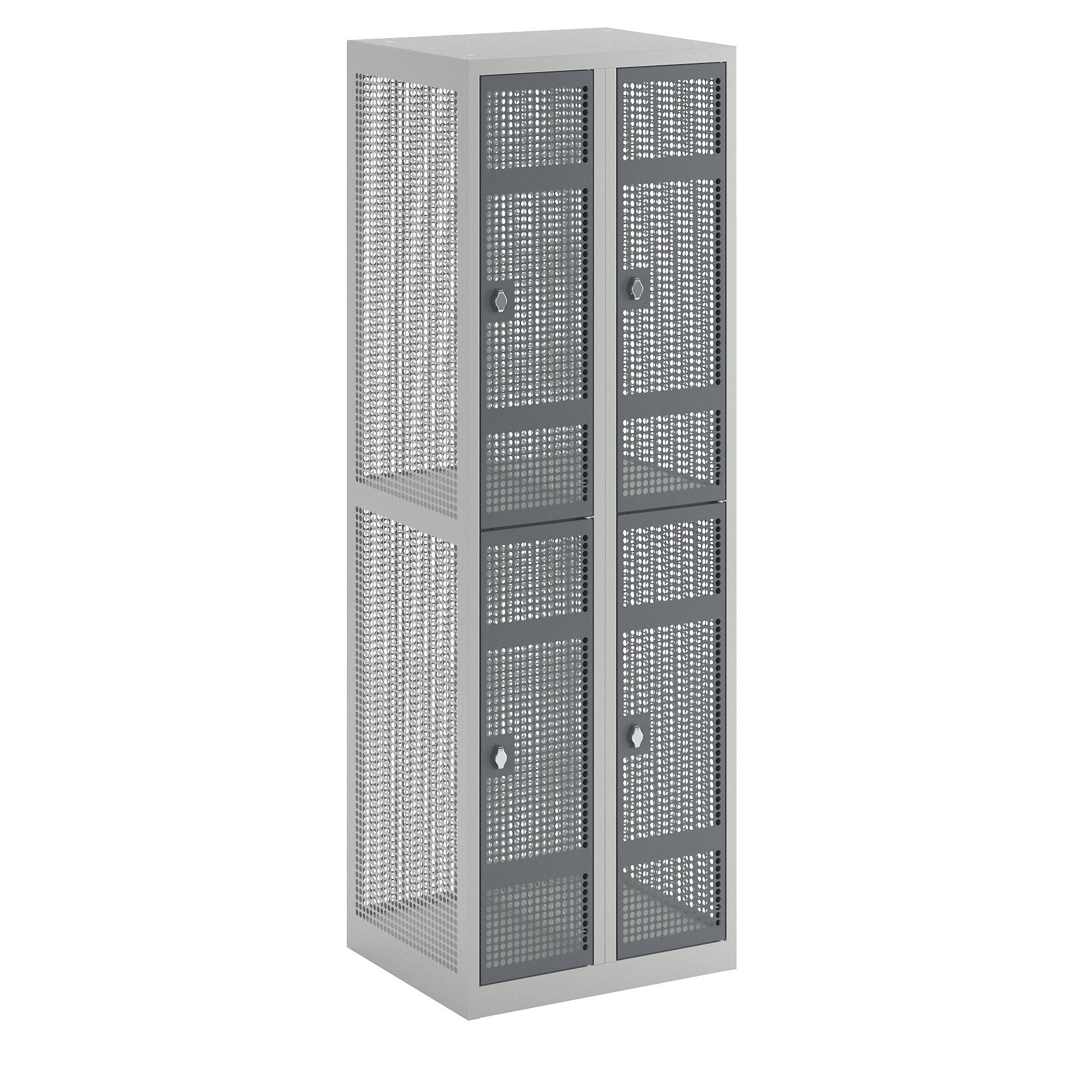 Double deck perforated sheet steel locker – eurokraft pro: 2 ...