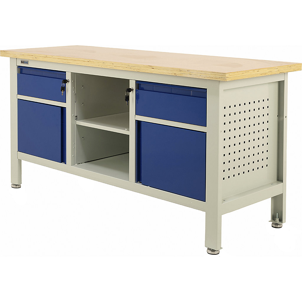 BiGDUG Storage Workbench | 865h x 1690w x 600d mm | 2 Cupboards, 2 ...