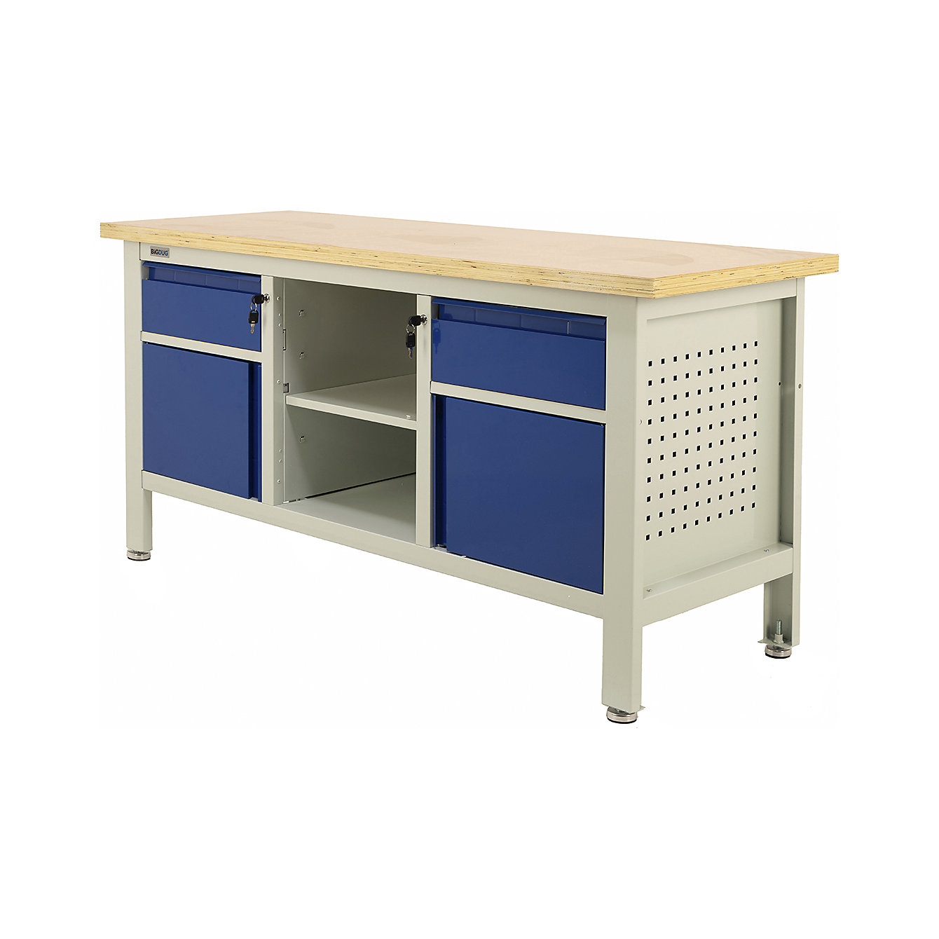 BiGDUG Storage Workbench | 865h x 1690w x 600d mm | 2 Cupboards, 2 ...