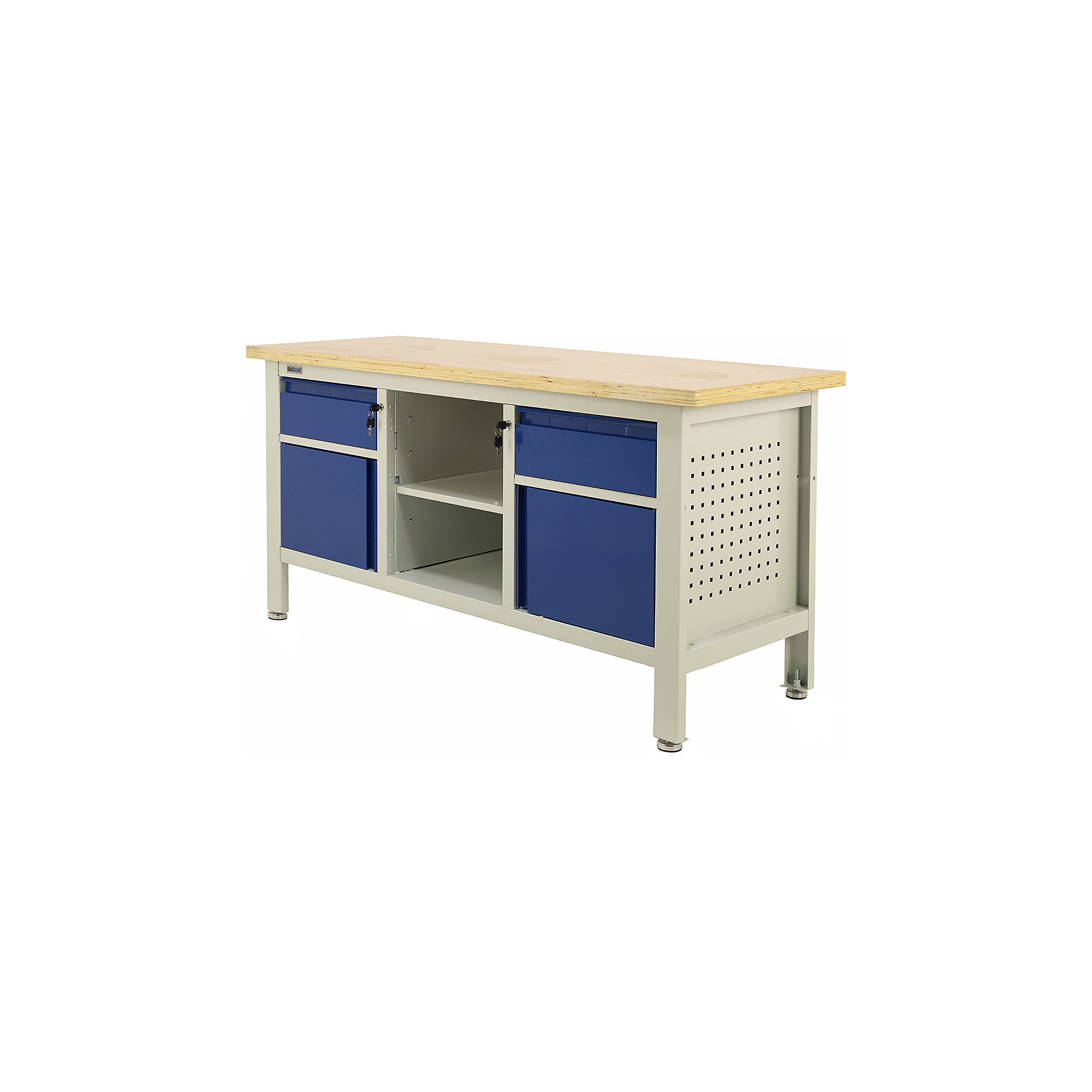 BiGDUG Storage Workbench | 865h x 1690w x 600d mm | 2 Cupboards, 2 ...