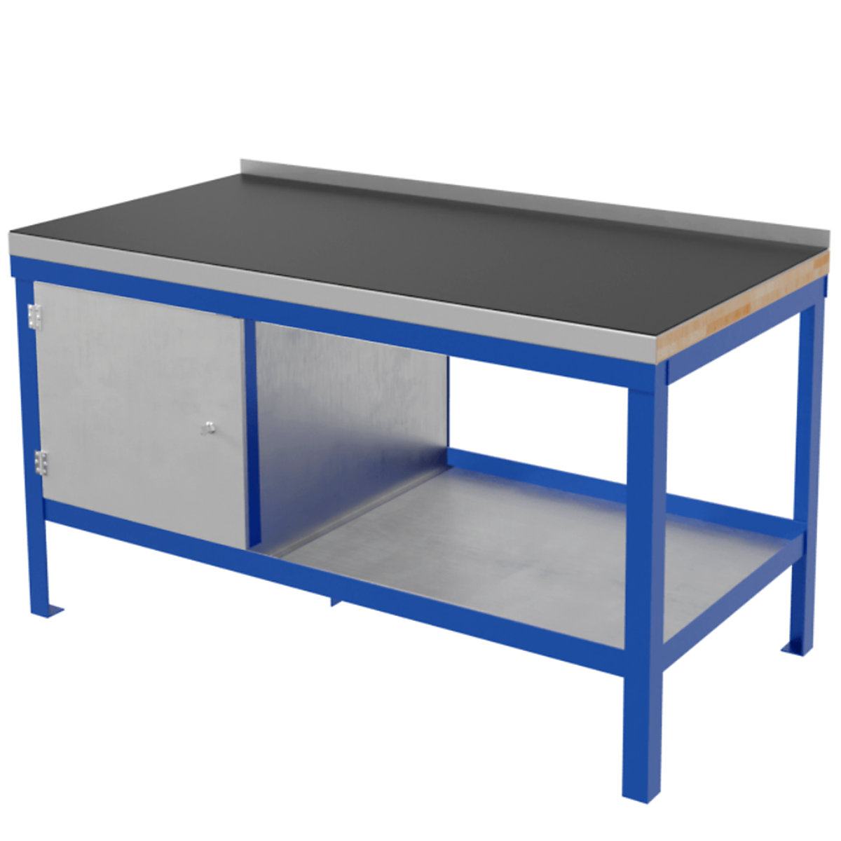 BiGDUG Super Heavy Duty Bench with Cupboard | 840h x 1200w x 600d mm | Blue | Rubber Over Steel ...
