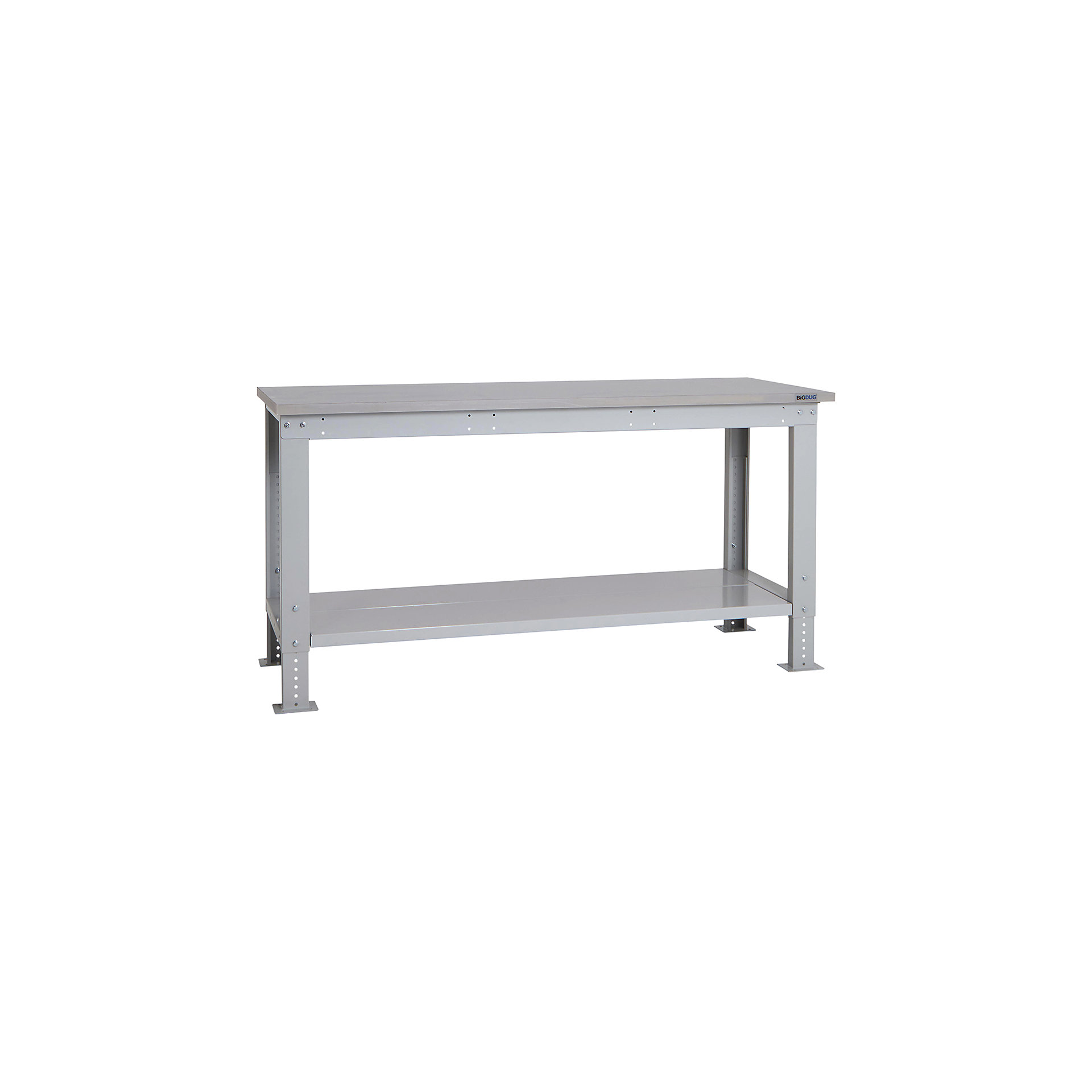 BiGDUG Heavy Duty Height Adjustable Workbench | 877h x 1715w x 600d mm | Full Depth Shelf ...