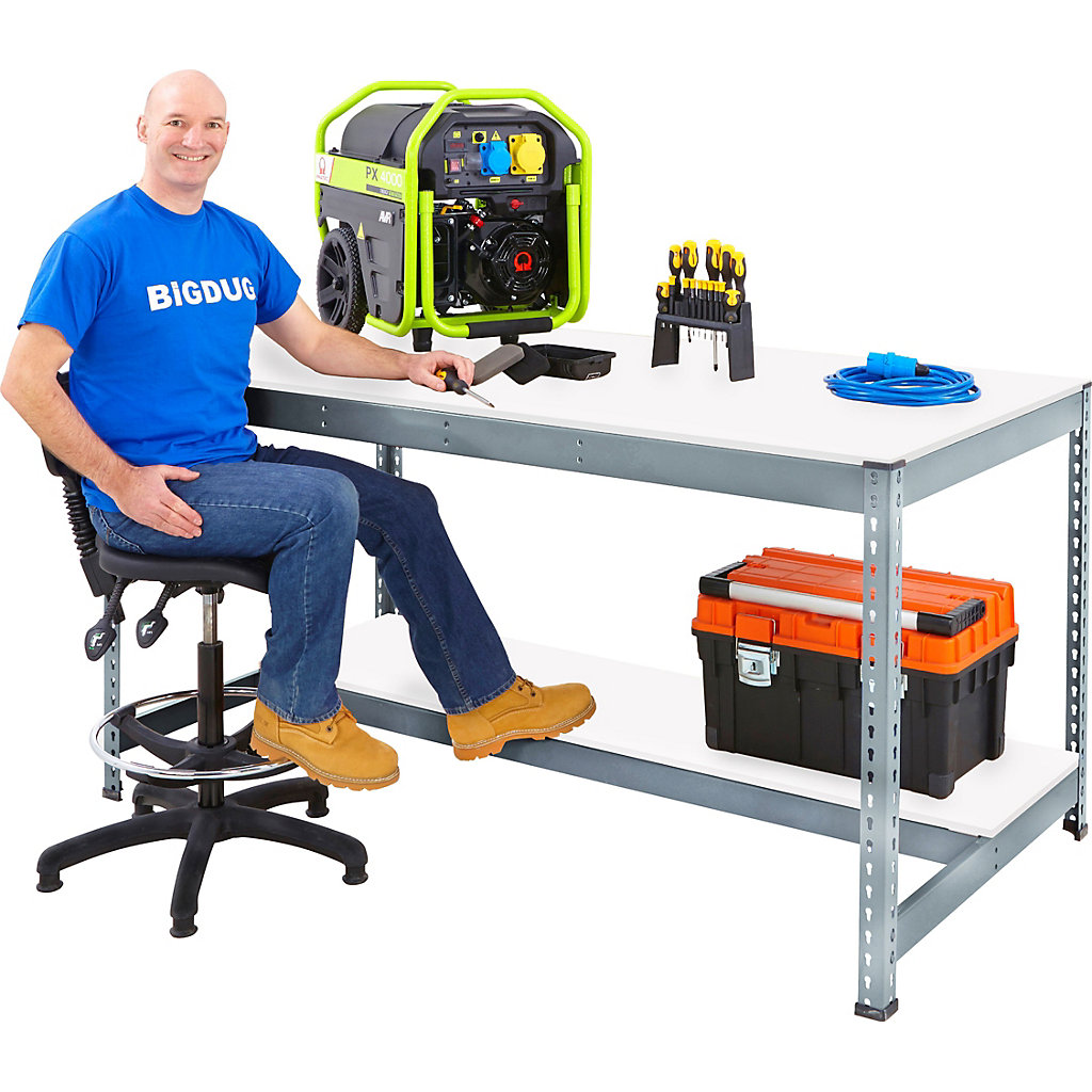 BiG400 Workbench | Melamine Worktop | 915h x 1830w x 610d mm | 2 Half ...