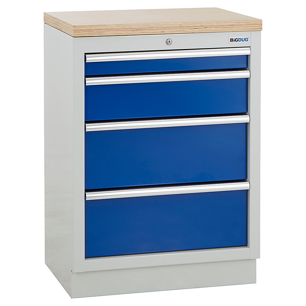 BiGDUG | 4 Drawer Cabinet | 948h x 680w x 463d mm | Grey & Blue ...