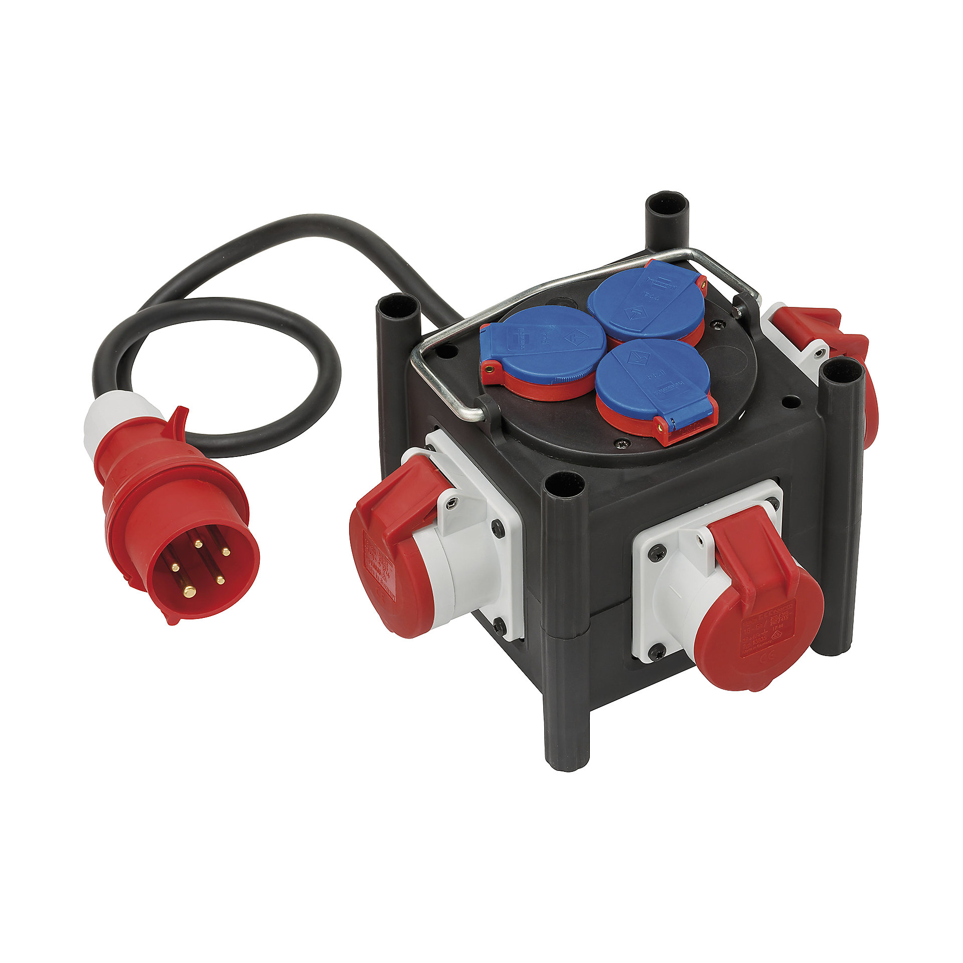 Compact rubber power distributor IP44 – Brennenstuhl: 3 earthed sockets ...