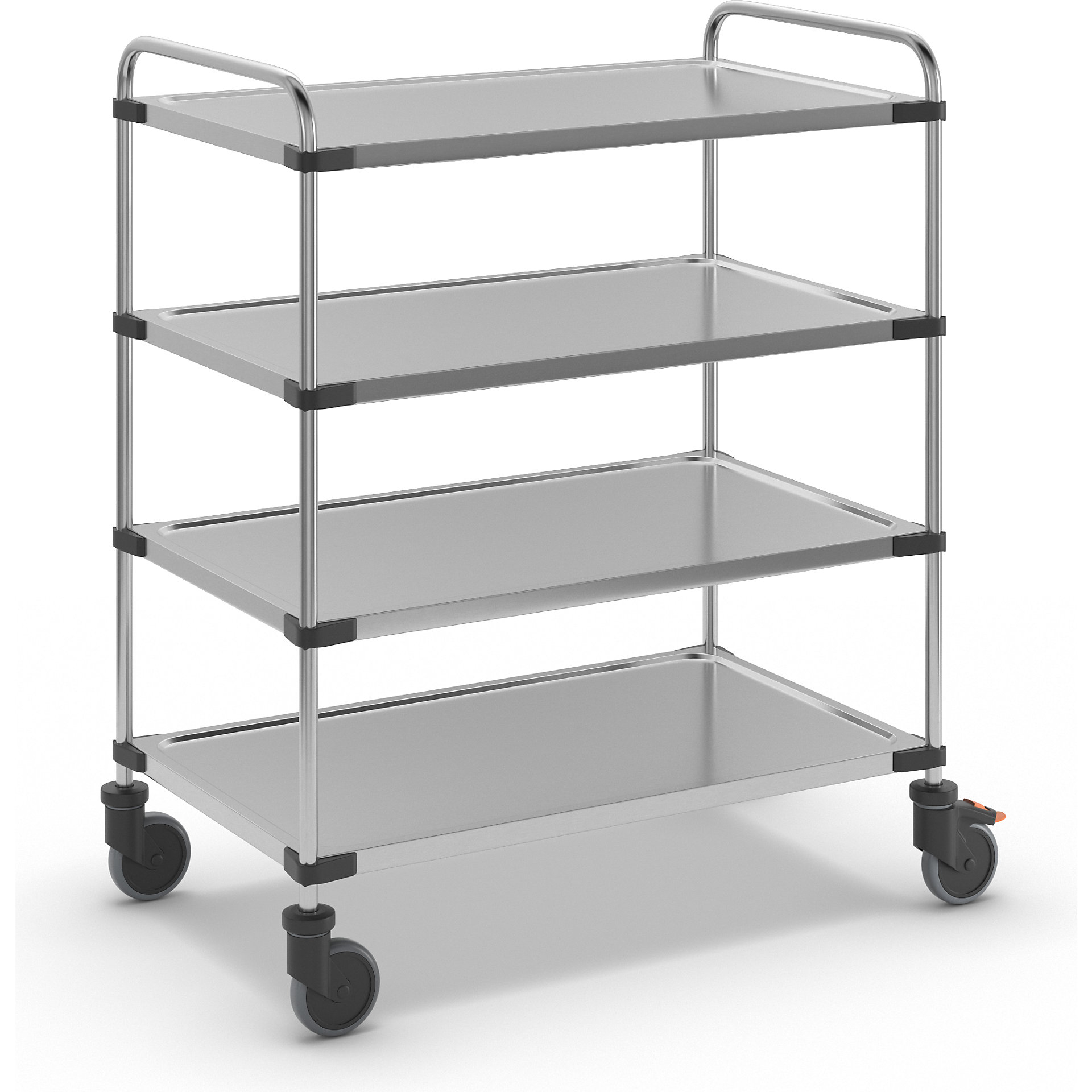 Stainless steel table trolley: with 4 shelves | kaiserkraft