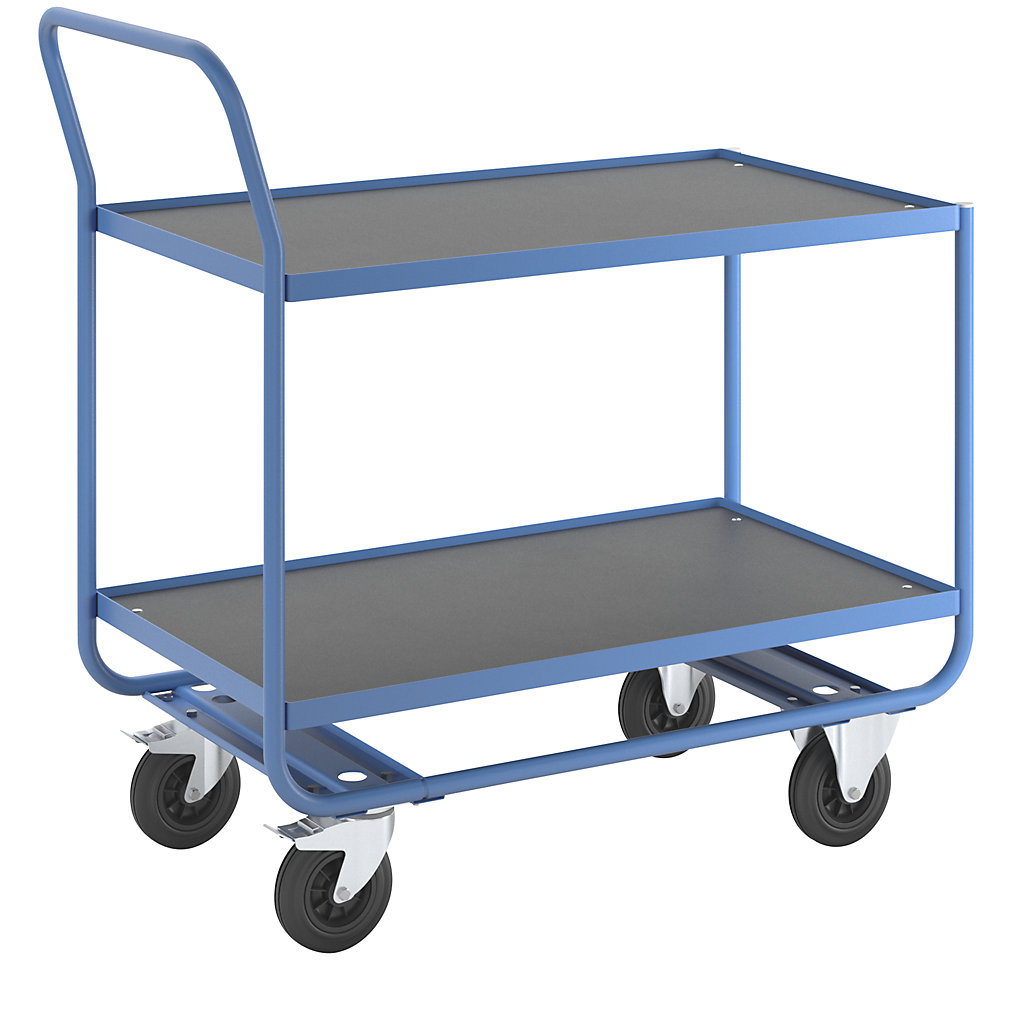 Table trolley – eurokraft pro: 2 shelves with raised steel edges ...