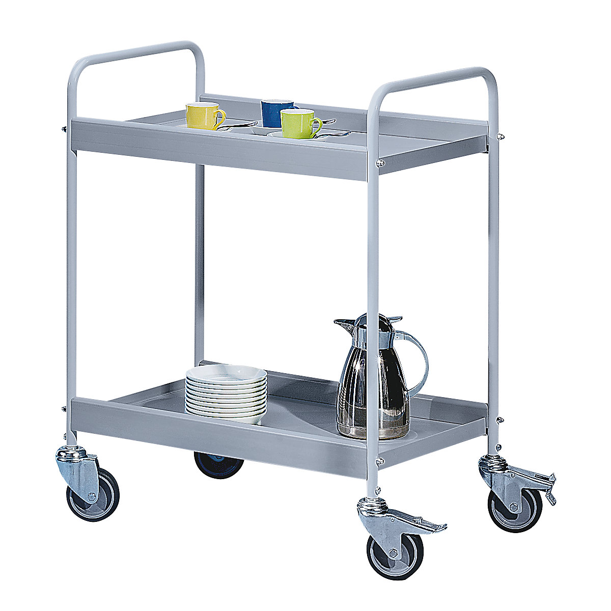 Table trolley, powder coated tubular steel: max. load 40 kg, 2 shelves ...
