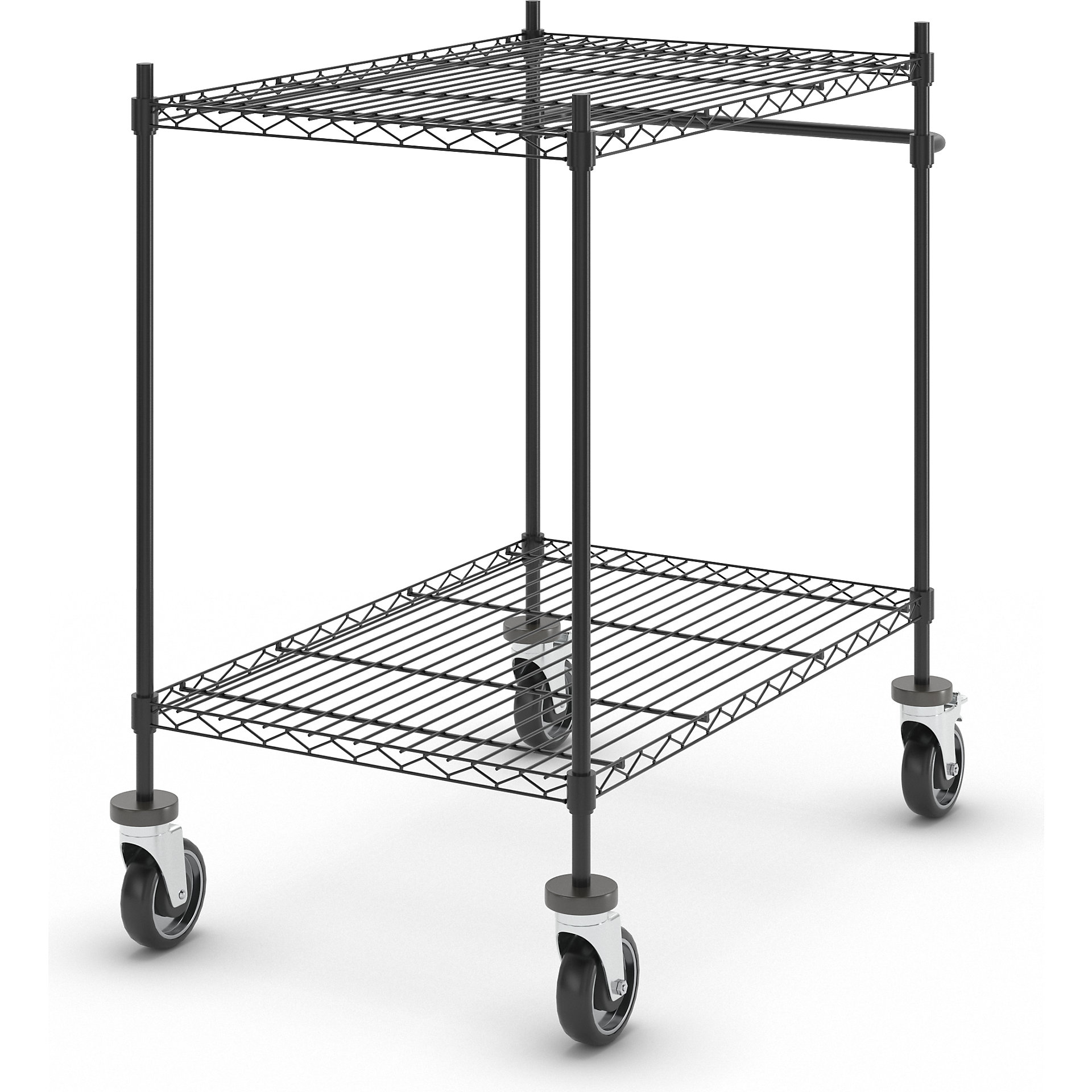 Wire mesh table trolley, black: with 2 shelves | kaiserkraft